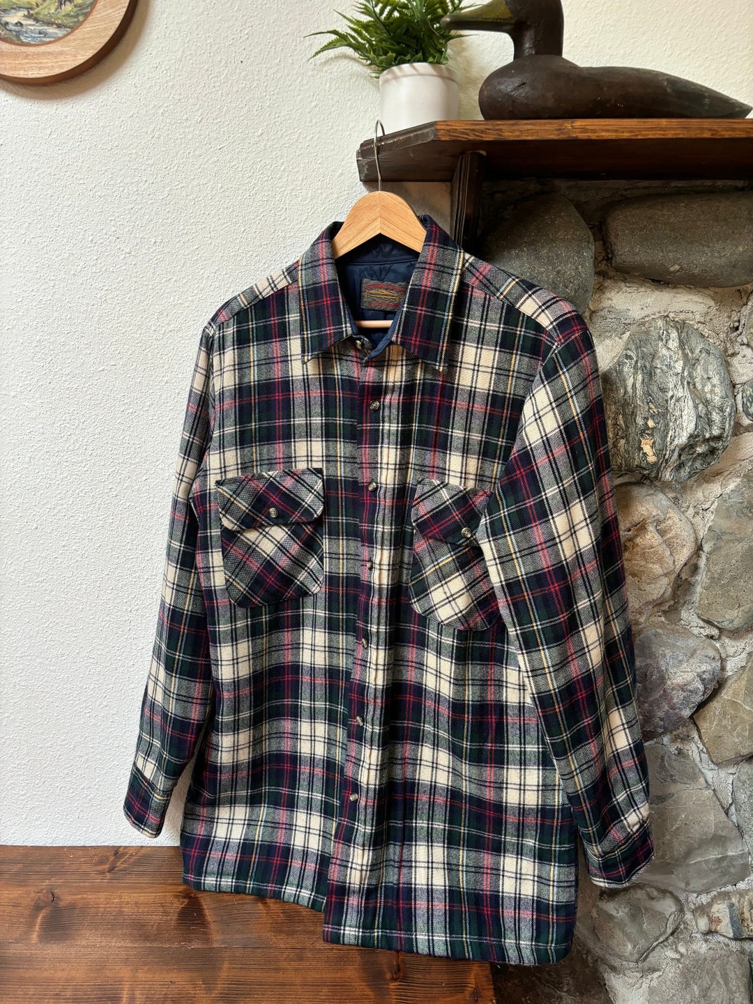 Vintage Quilt Lined Flannel Shirt Jacket, Plaid Shacket - Etsy