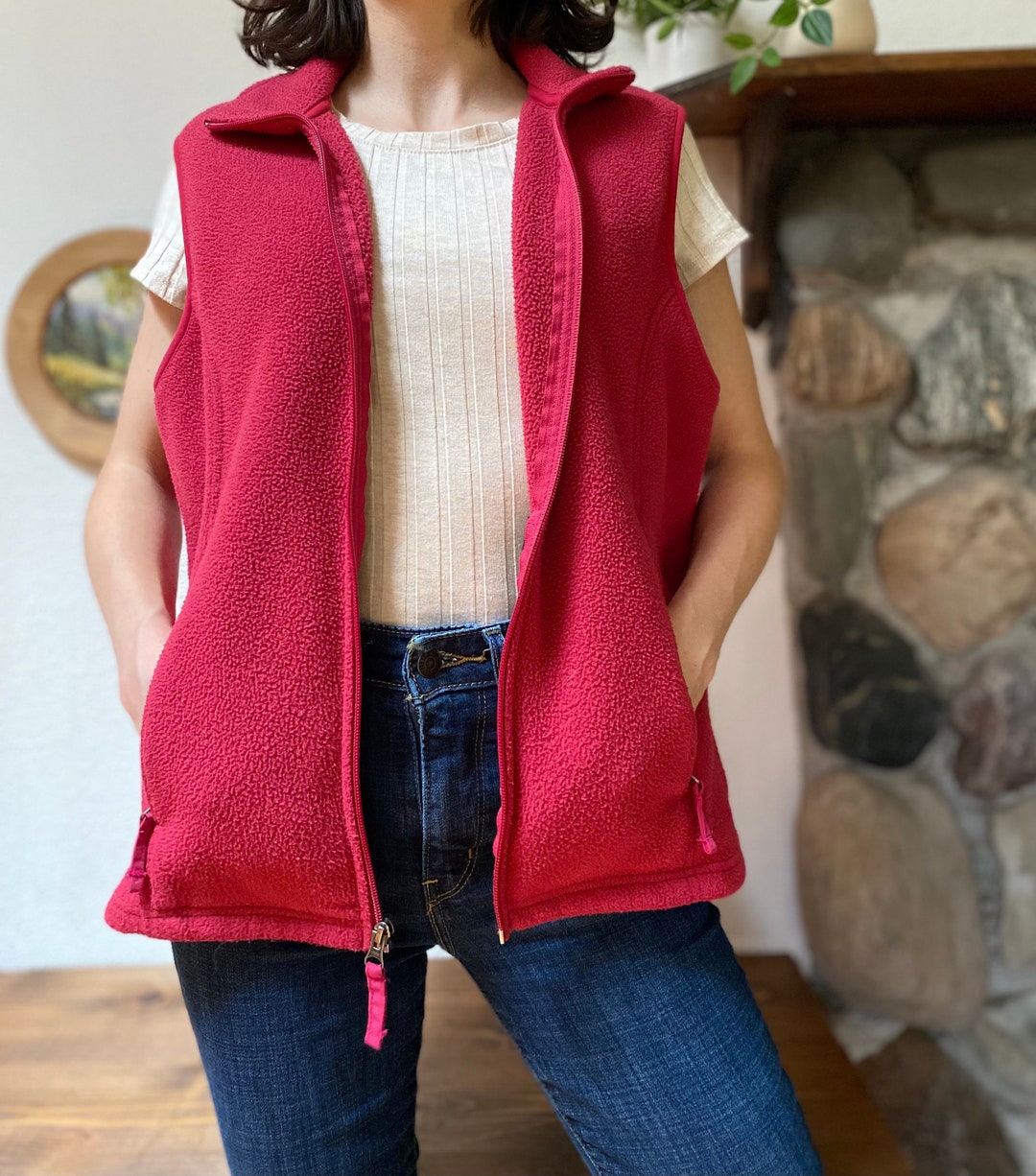 Vintage L.L. Bean Women's Fleece Vest - Etsy