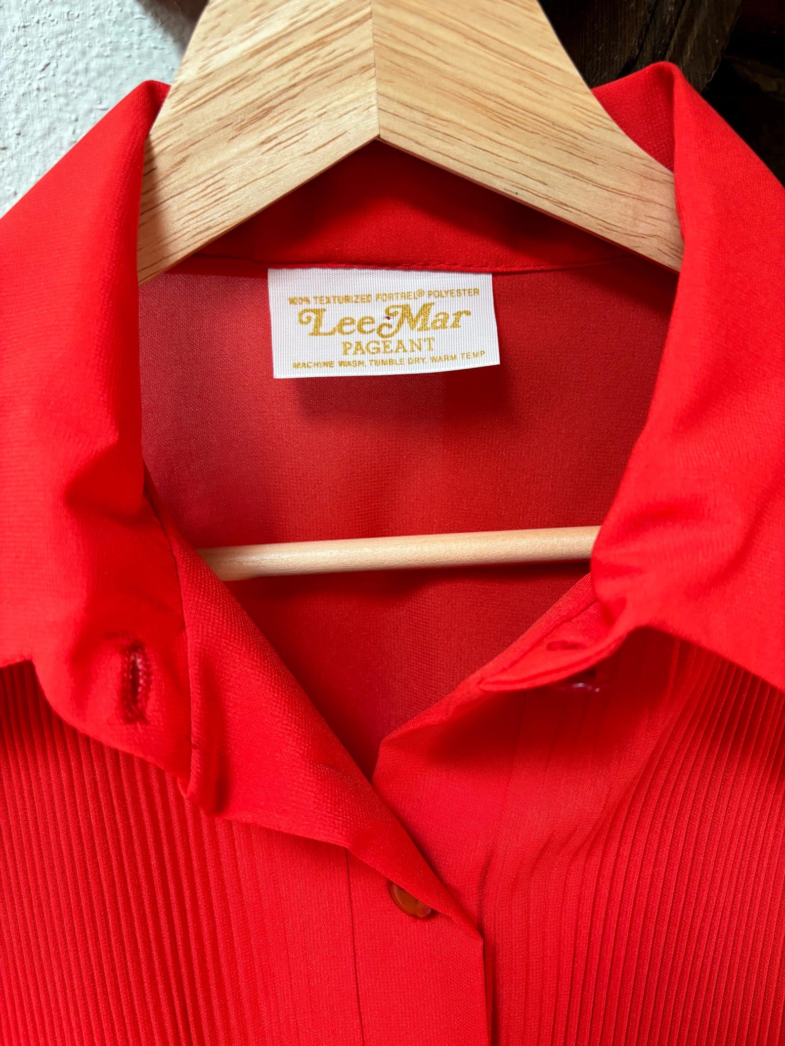 Vintage Lee Mar Pageant Red Crepe Blouse, Women’s Lightweight Top ...