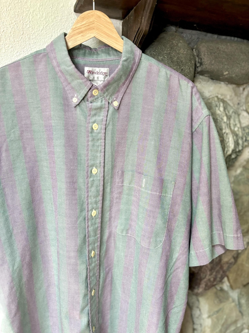 Vintage Windridge Striped Shirt, Retro Vertical Striped Top, Size Large ...