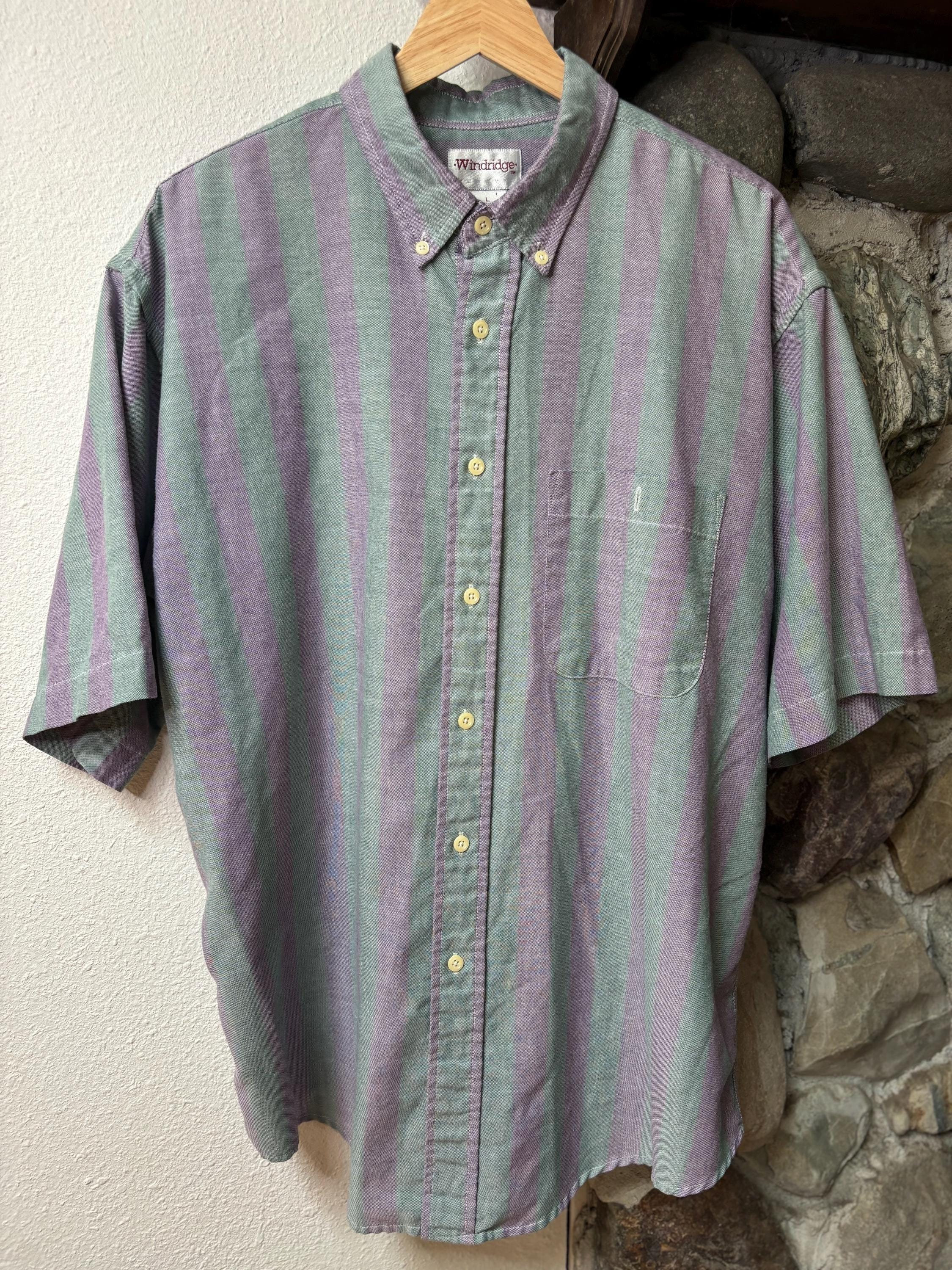 Vintage Windridge Striped Shirt, Retro Vertical Striped Top, Size Large ...