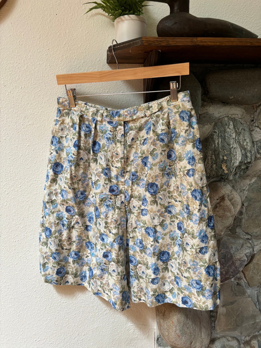 Vintage Abercrombie & Fitch Blue Floral Shorts, Flower Pattern Shorts ...