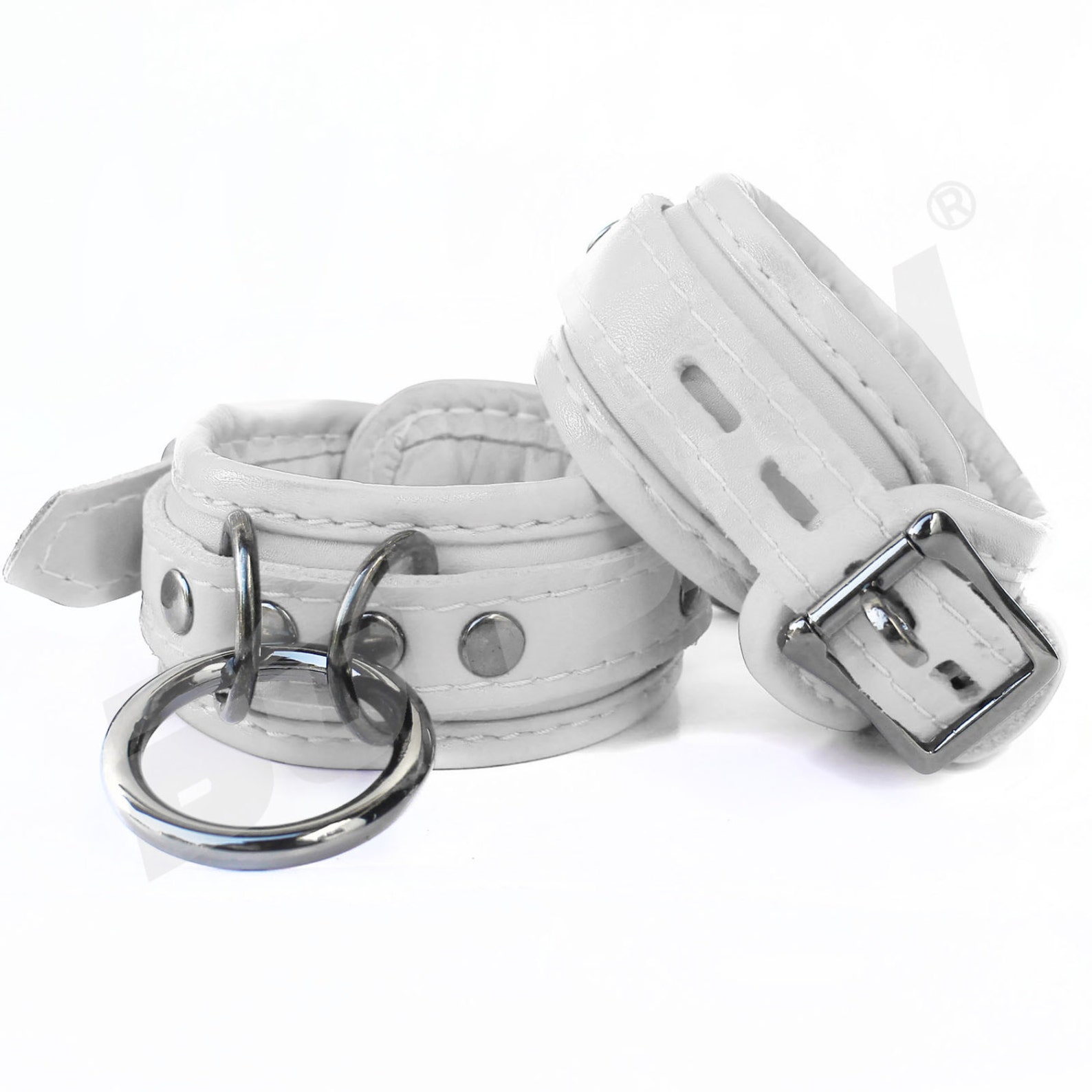 Bondage Wrist and Ankle Cuffs, Soft Padded GENUINE Leather O-ring Hand ...