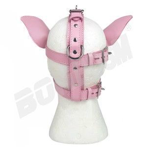 Pig Mask Leather Head Harness - Versatile Design With Optional Snout ...