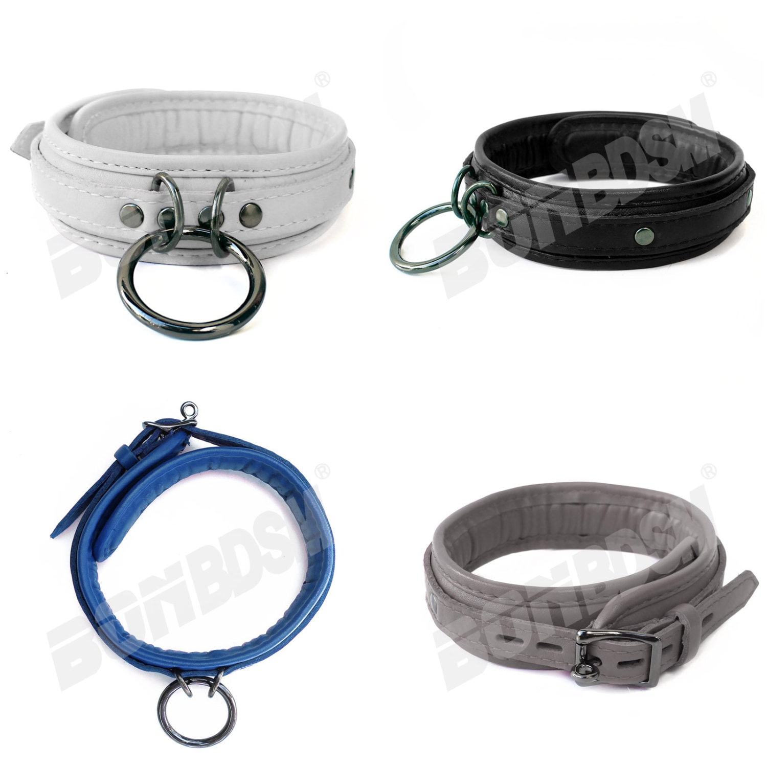 Bondage Restraint Collar, Soft Padded Genuine Leather Locking O-ring ...