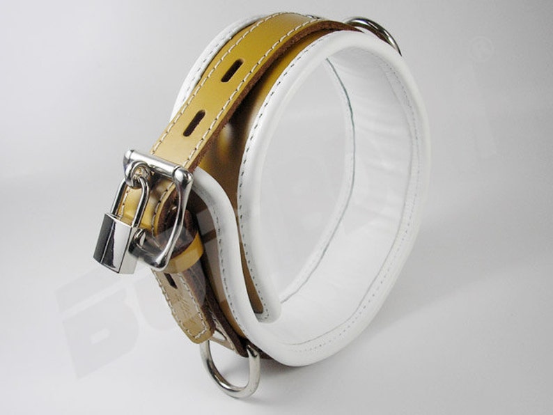 Medical Bondage Restraint Collar, Soft Padded Tan and White Genuine ...