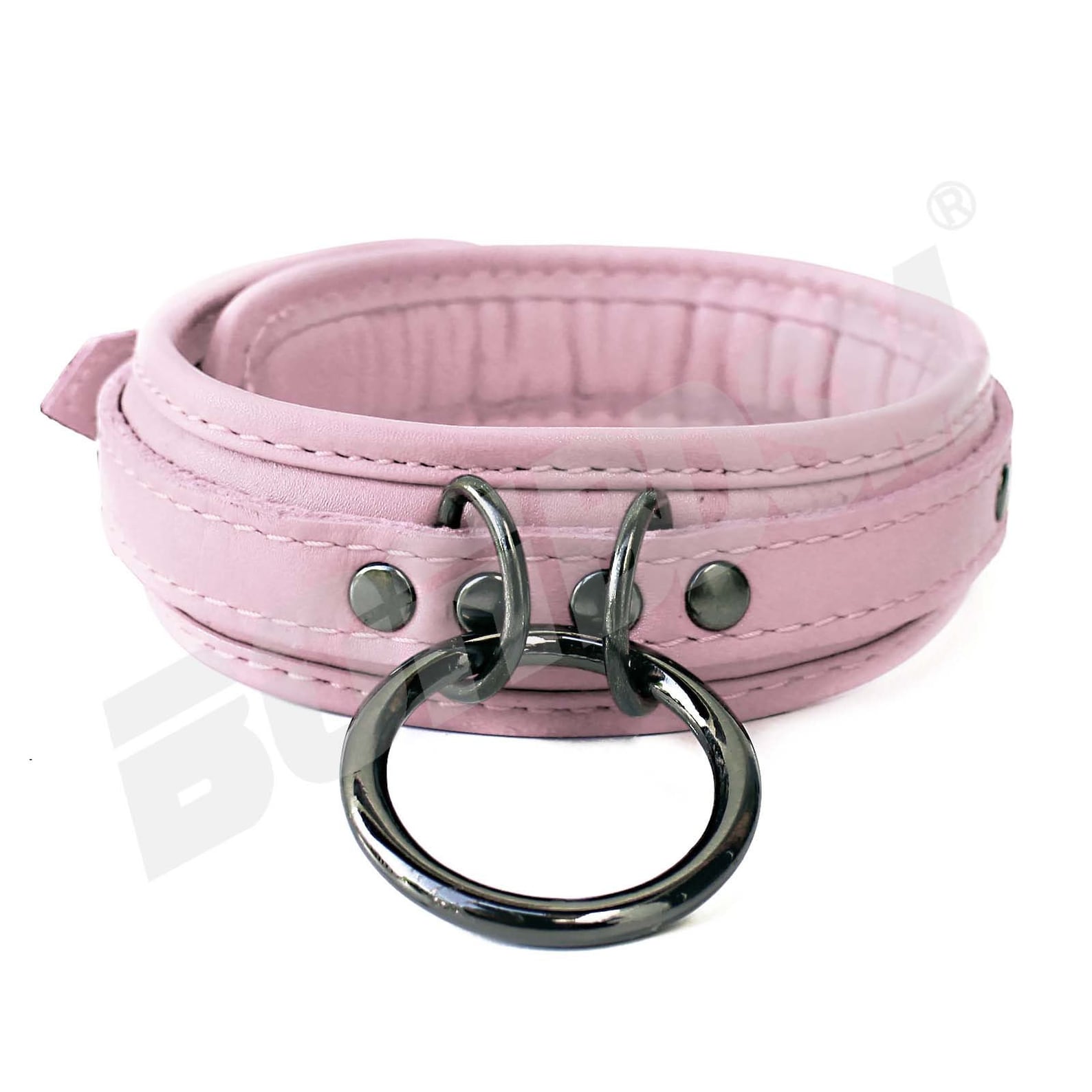 Bondage Restraint Collar, Soft Padded Genuine Leather Locking O-ring ...