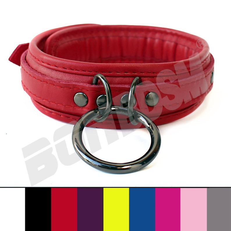 Bondage Restraint Collar, Soft Padded Genuine Leather Locking O-ring ...