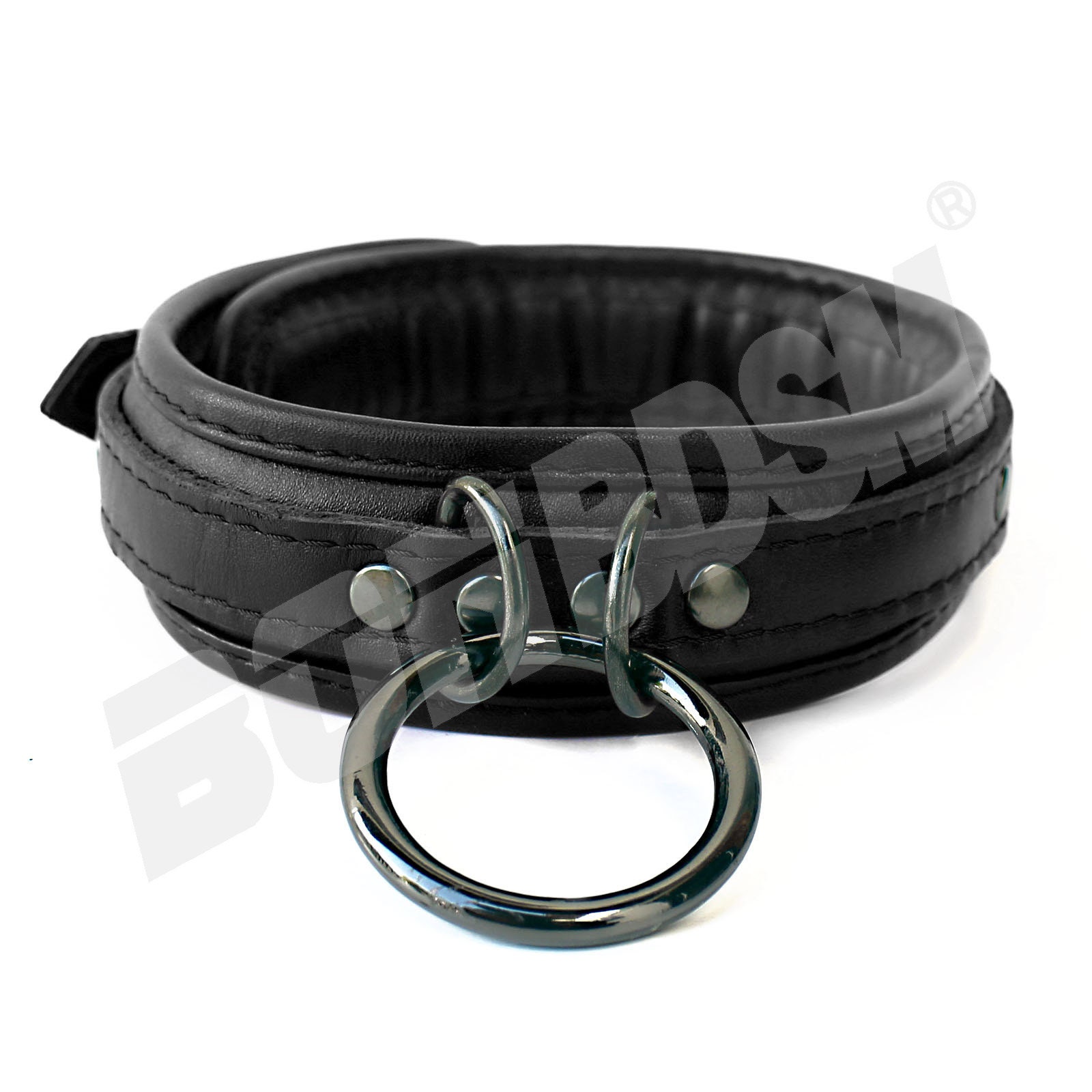 Bondage Restraint Collar, Soft Padded Genuine Leather Locking O-ring ...