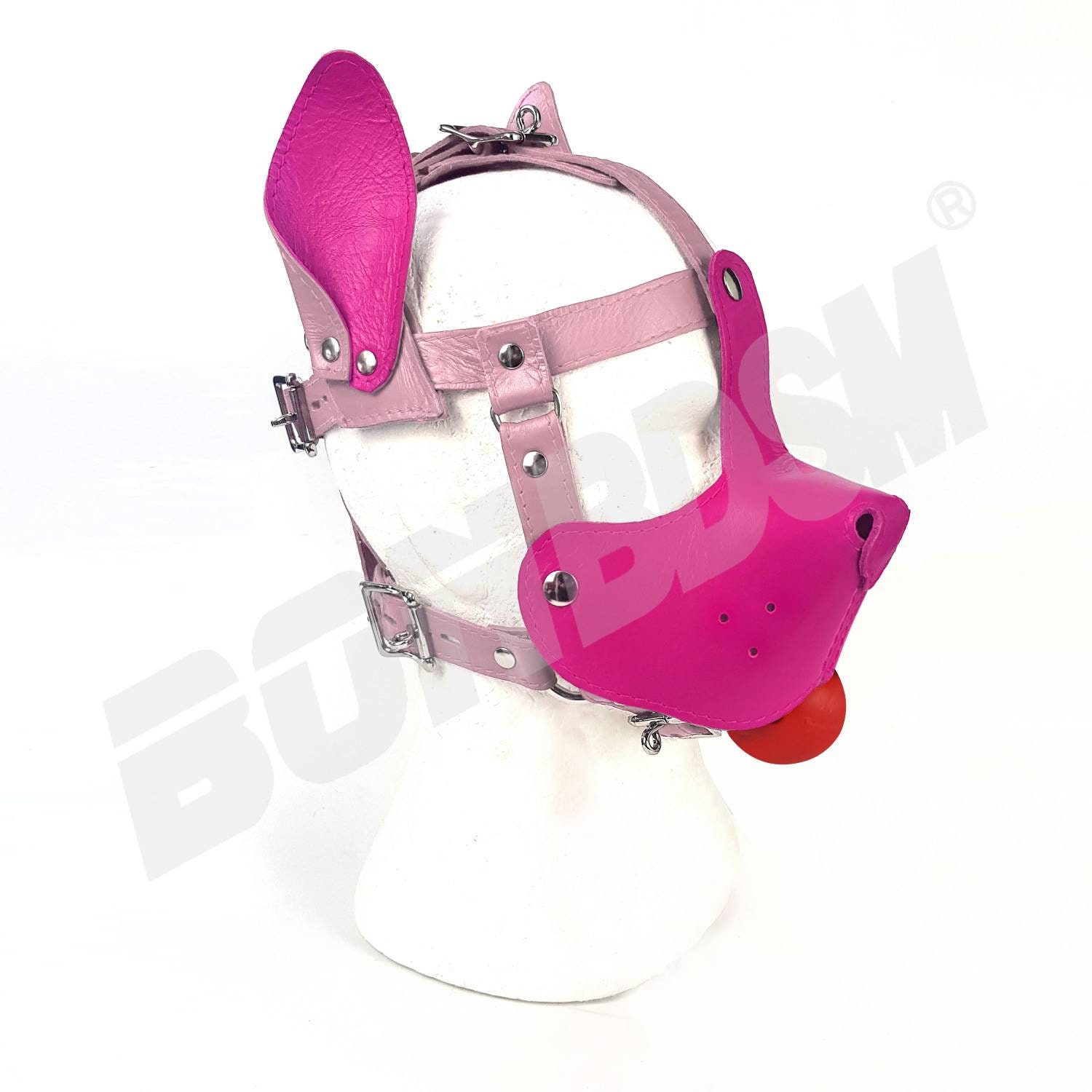 Puppy Play Hood Dog leather head harness mask with ball gag | Etsy