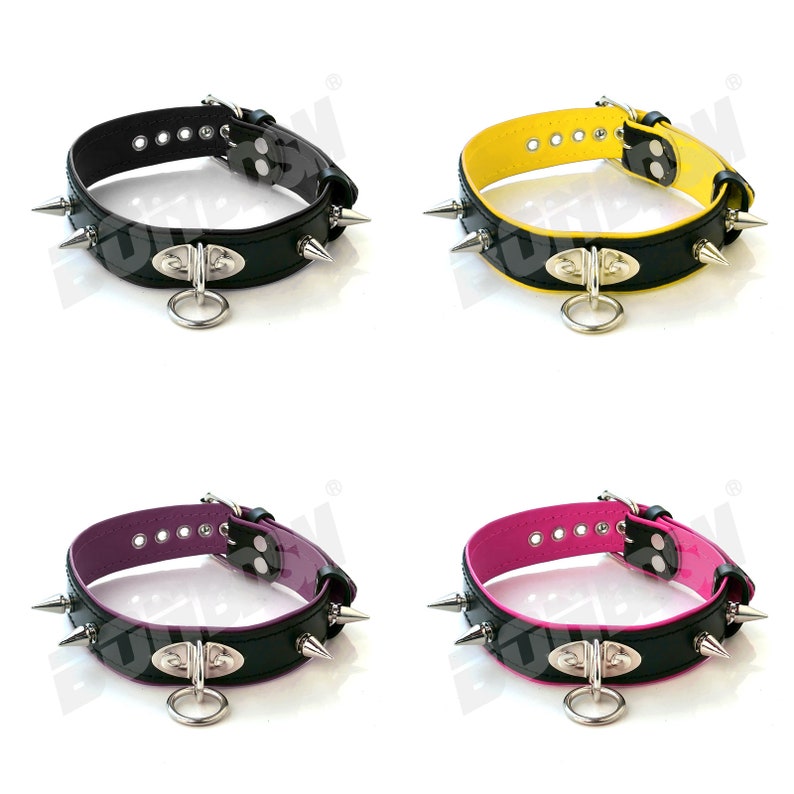 Bondage Restraint Collar W Spikes Genuine Leather O-ring - Etsy