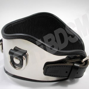 Bondage Restraint Leather Posture Collar With a Strong Stainless Steel Plate - SUPERIOR QUALITY ...