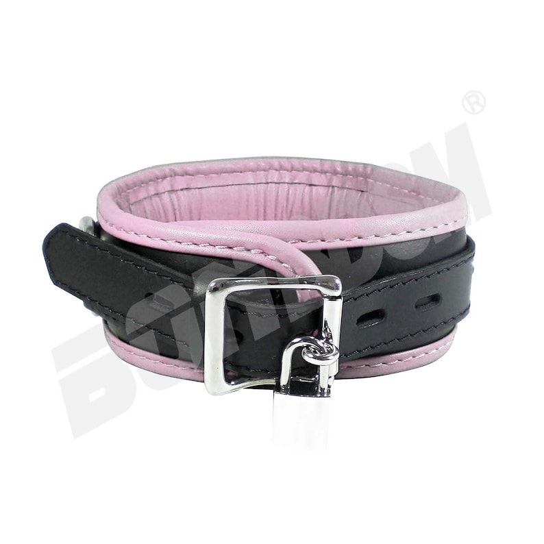 Bondage Restraint Collar W FREE PADLOCK, Soft Padded Genuine Leather ...