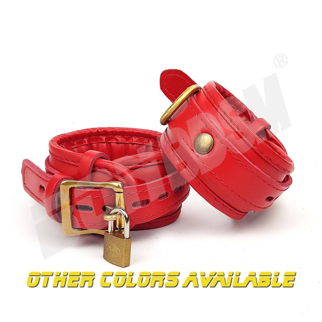 Bondage Cuffs - Solid Brass and Padded Leather Restraints, Ideal for ...