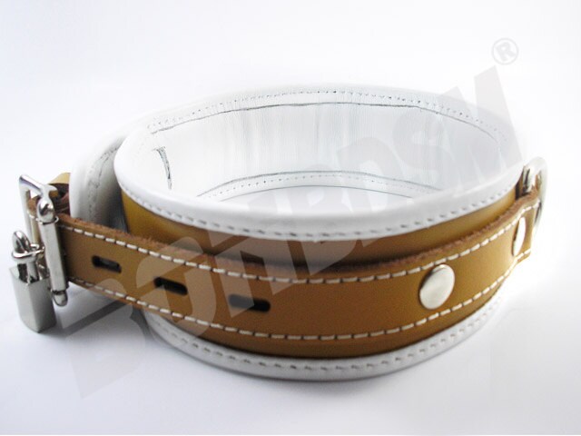 Medical Bondage Restraint Collar, Soft Padded Tan and White Genuine ...