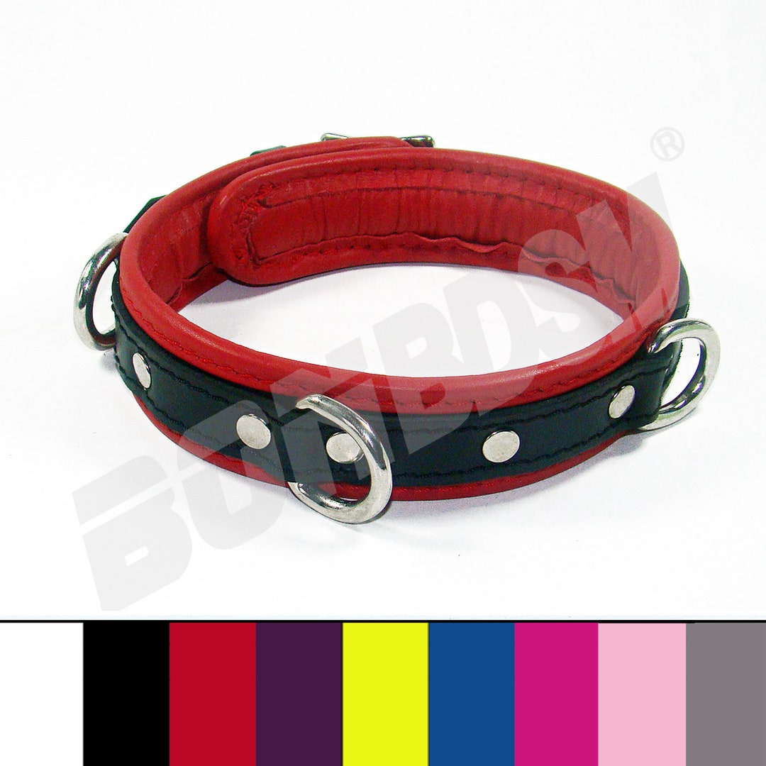 Bondage Restraint Collar 1.5' Wide, Soft Padded Genuine Leather Locking ...