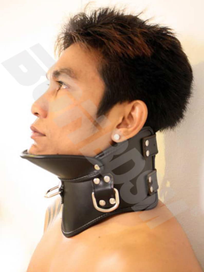 Bondage Restraint Strict Leather Posture Collar With 3 Strong Etsy