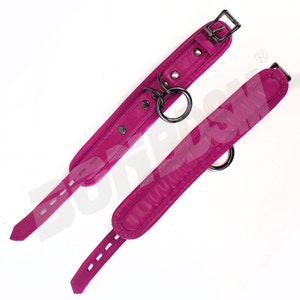 Bondage Wrist and Ankle Cuffs, Soft Padded GENUINE Leather O-ring Hand ...