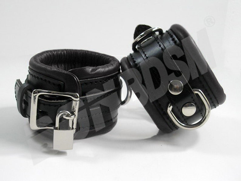 Bondage Wrist and Ankle Cuffs, Extra Padded Genuine Leather Locking ...