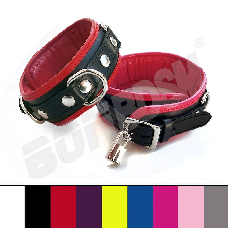 Bondage Thigh Cuffs, Soft Padded Genuine Leather Locking Bdsm Cuffs ...