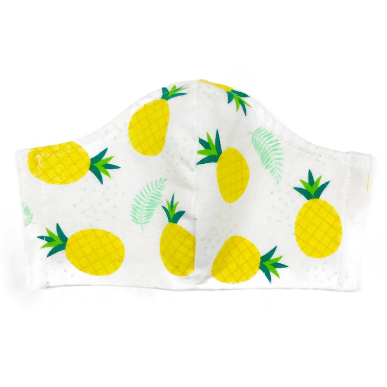 Pineapple Flannel Face Mask - Adjustable Straps - Washable & Reusable ...