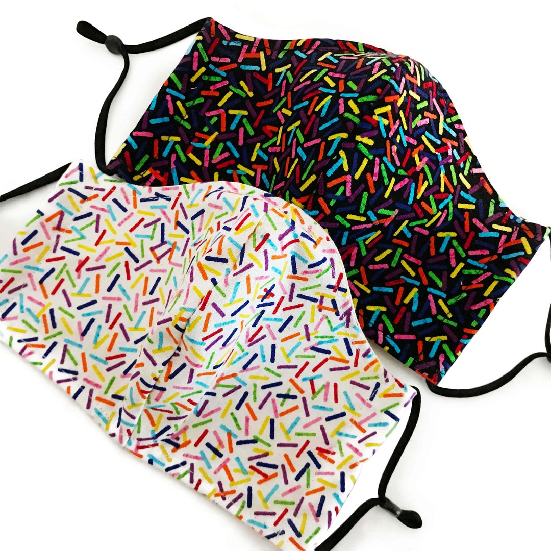 Rainbow Sprinkles Face Masks - 100% Cotton Washable & Reusable - Made ...