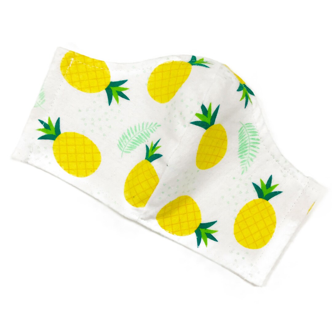 Pineapple Flannel Face Mask - Adjustable Straps - Washable & Reusable ...