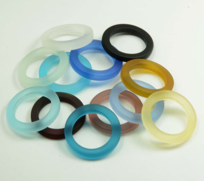 Sea Glass Rings 27mm Circle Rings 2pcs Black Bottle-neck Style - Etsy