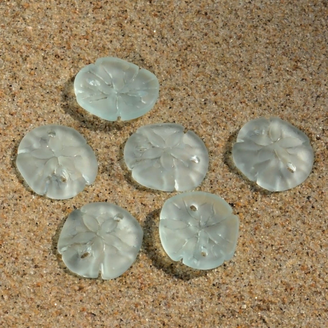 More Colors~2 Pcs (21x19mm) Mini Green Sand Dollar 2-hole Earring Size ...