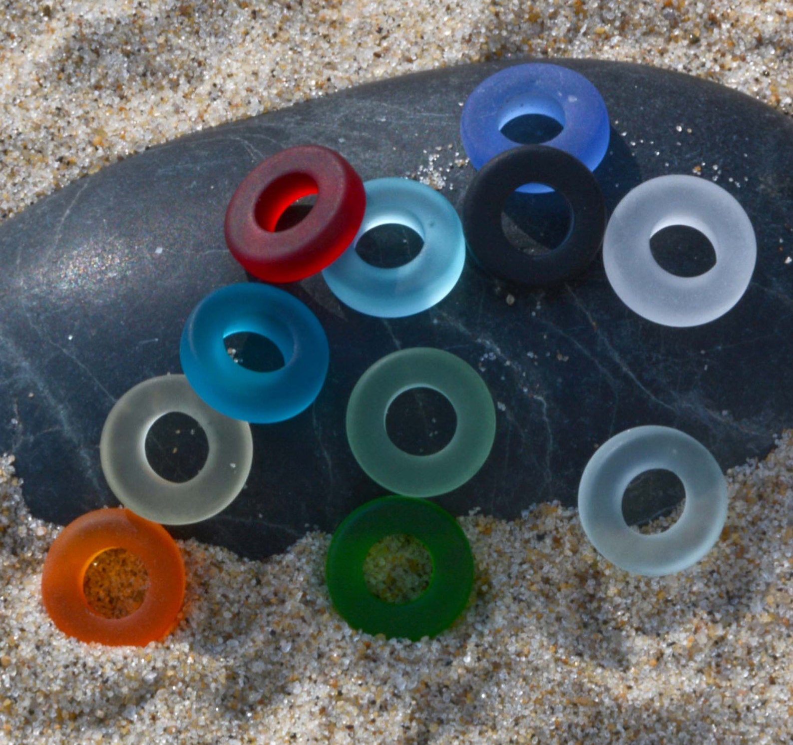 Sea Glass 2/4/6/10pcs 2pcs 12mm Circle Rings Rainbow | Etsy