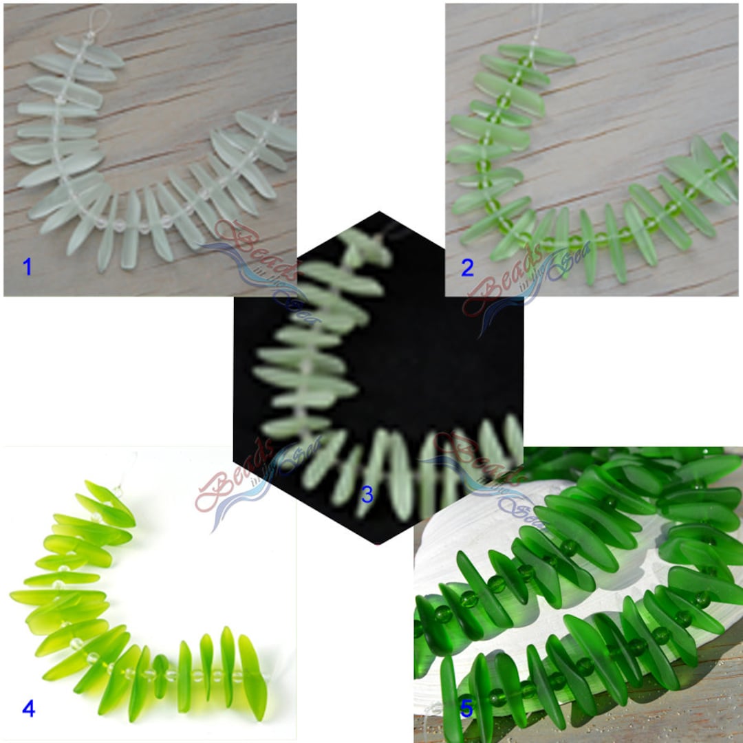 Sea Glass Fishbone Green 20/40/80pcs (4-6x20-30mm) ~jewelry Making ...