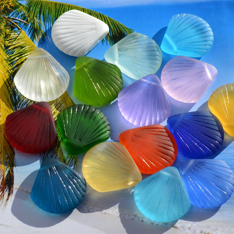 Sea Glass Shell 2pcs 29x27mm Rainbow LG Tip-drilled Shell - Etsy