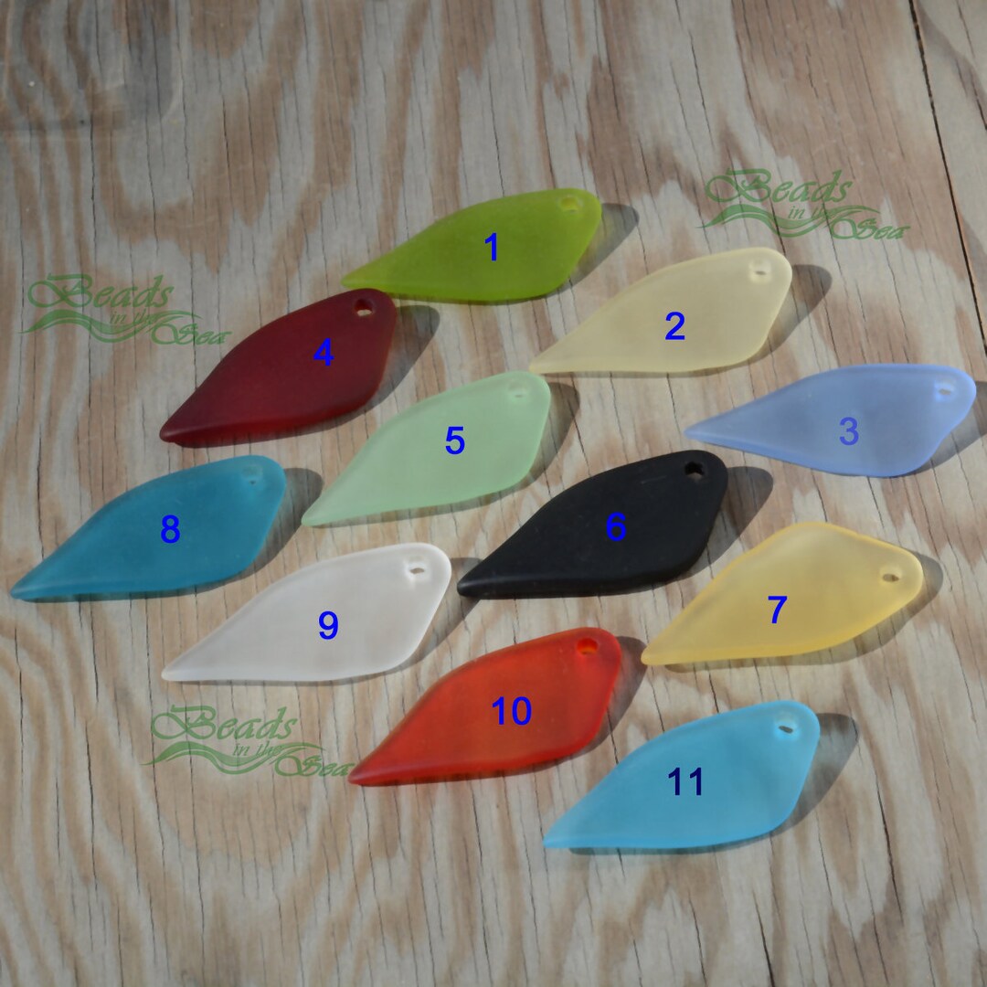 Sea Glass Shard Rainbow 44x20mm 2pcs Large Free Form Fancy Shard ~jewelry Making Supply