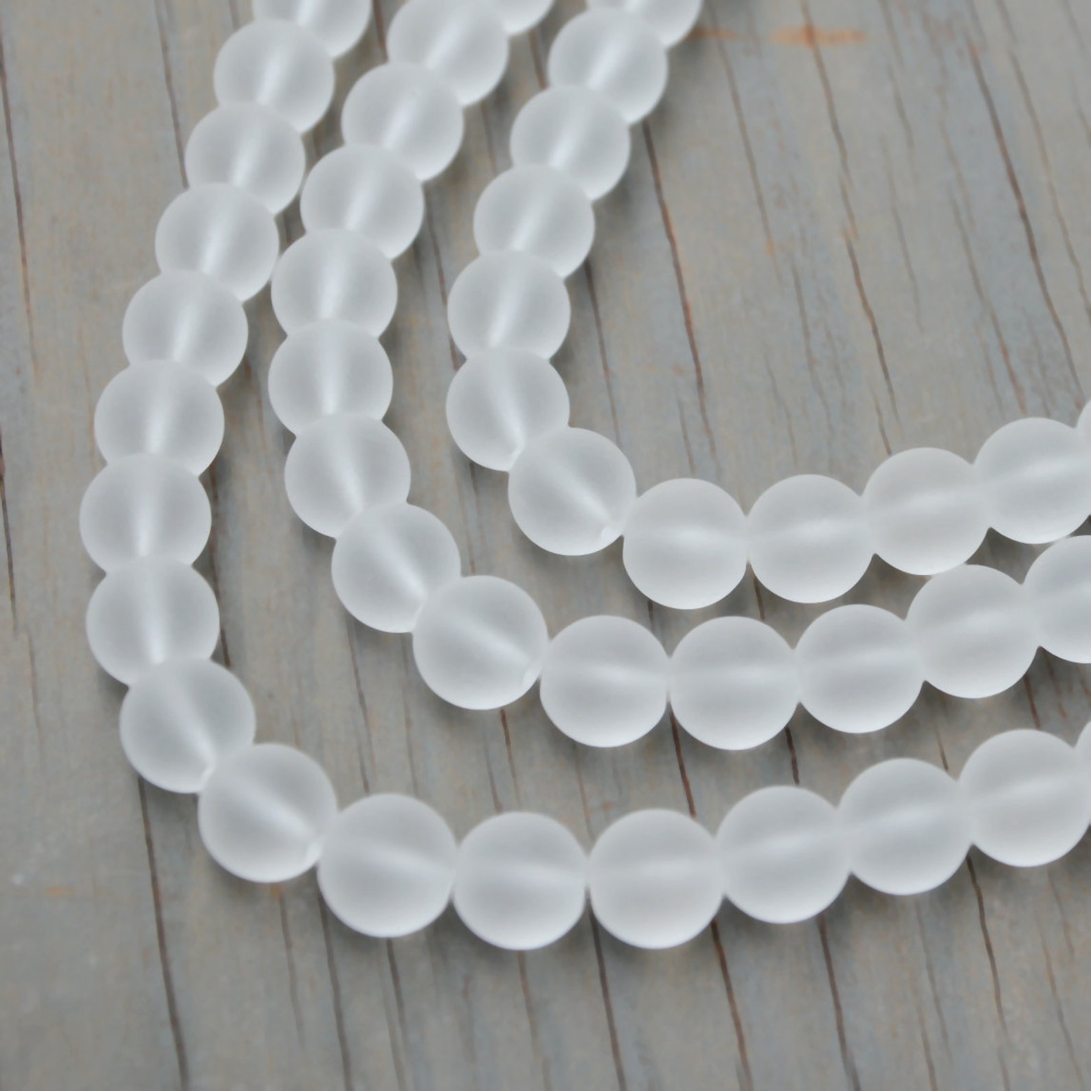 Sea Glass Round 25pcs 8mm Black White Cultured Sea Glass | Etsy