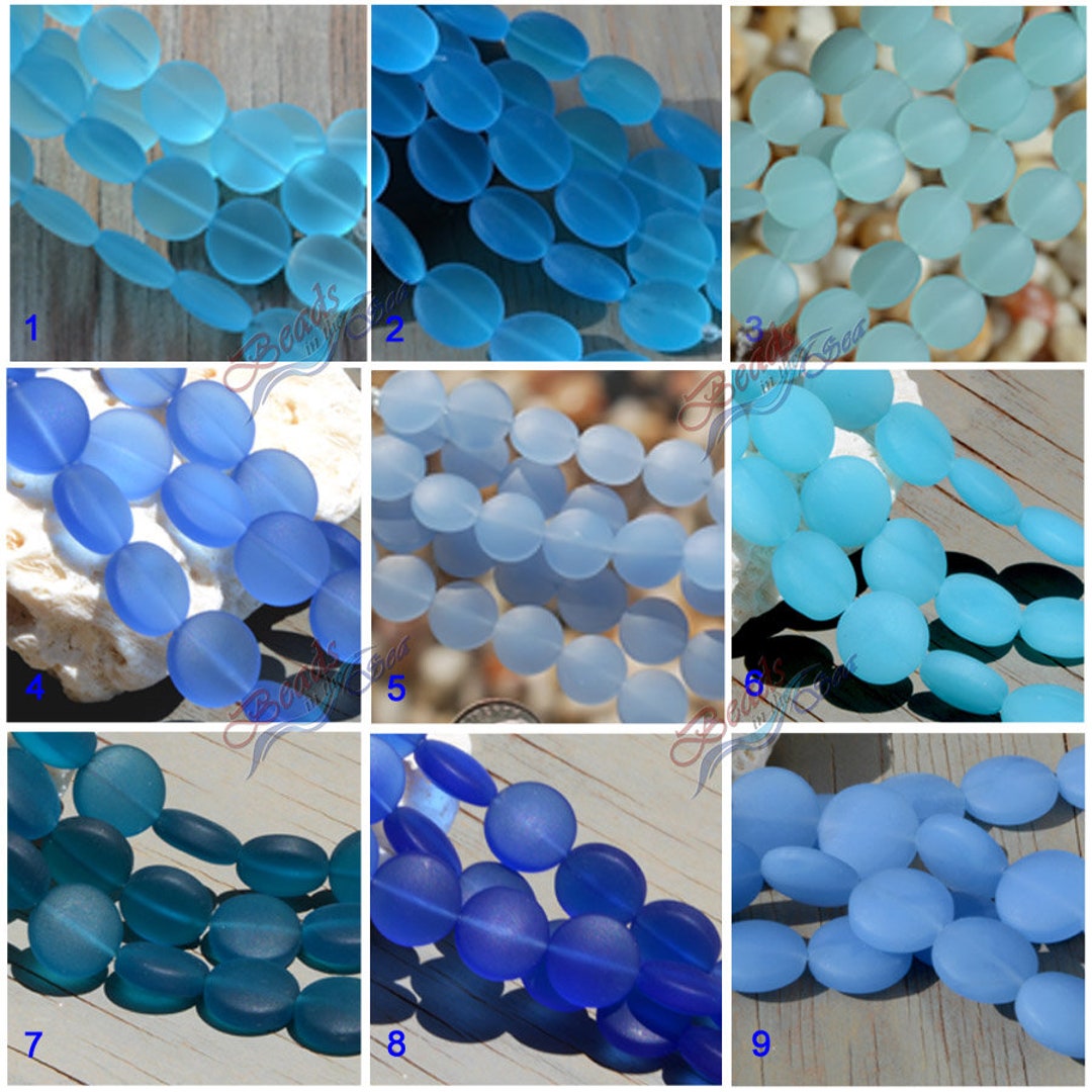 Sea Glass Coin (12mm) Blue Coin Puffed Cultured Sea Glass ~jewelry ...