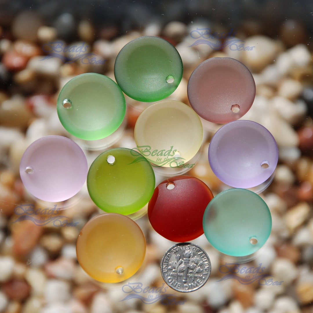 Sea Glass Coin 10 Pendants (25mm) Concave Coins Cultured Sea Glass ...