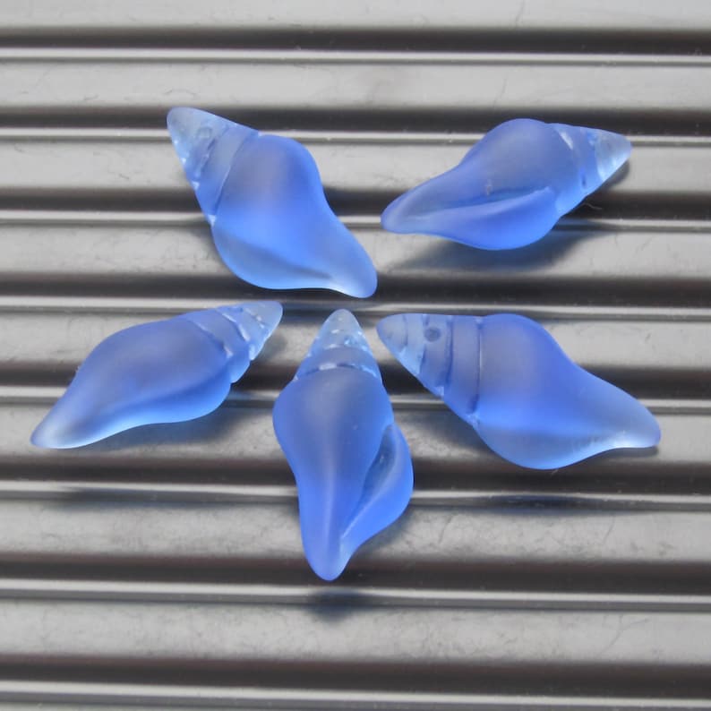 Sea Glass Mini Conch Shell Blue 2pcs 26x12mmjewelry Making - Etsy