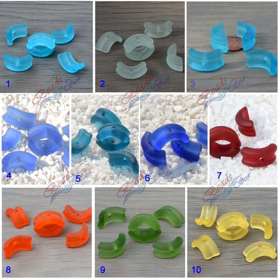 Sea Glass Bottle Lip Center-drilled 4pcs 25x13mm Bottle Lip | Etsy