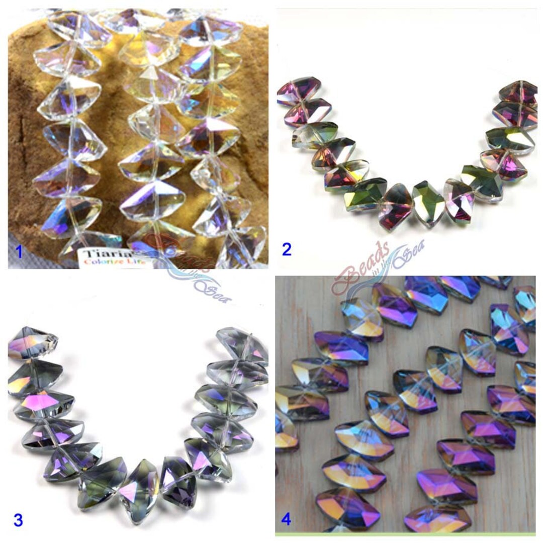 AXE Beads 13pcs 24x14mm Semi-transparent Faceted Chinese Crystal Glass ...