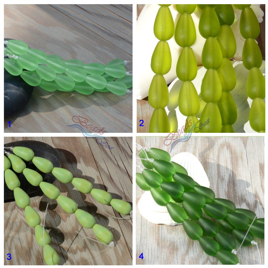 Sea Glass Teardrop Round Green 6pcs 16x10mm Cultured Sea Etsy