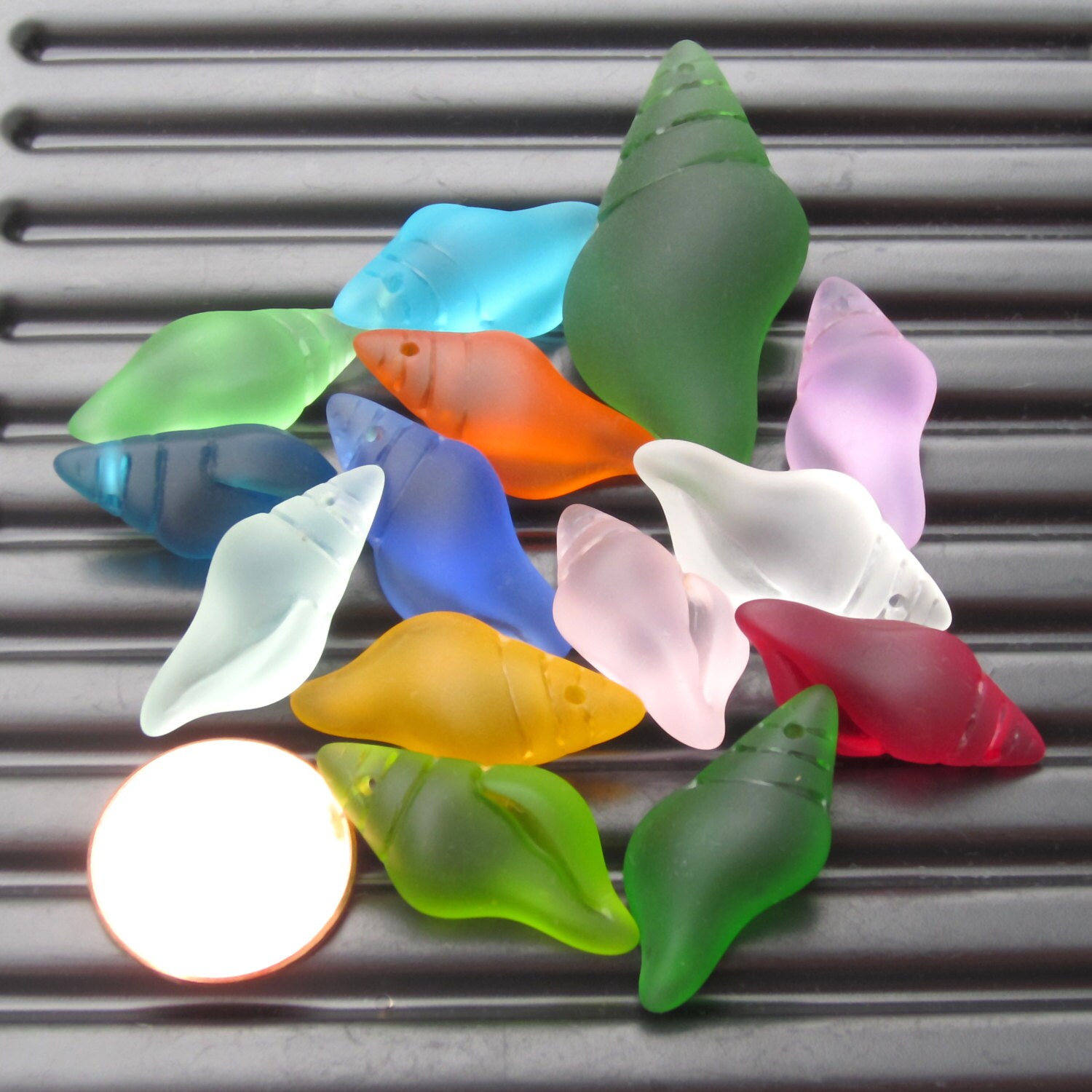 Sea Glass Mini Conch Shell Blue 2pcs 26x12mmjewelry Making - Etsy