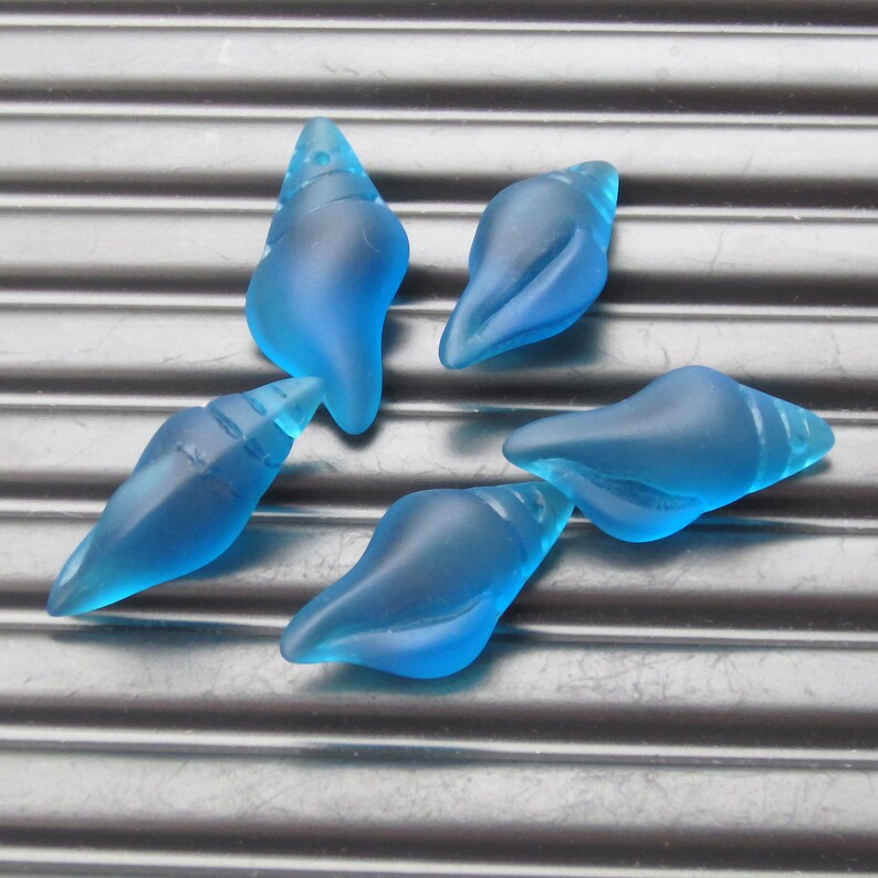 Sea Glass Mini Conch Shell Blue 2pcs 26x12mmjewelry Making | Etsy