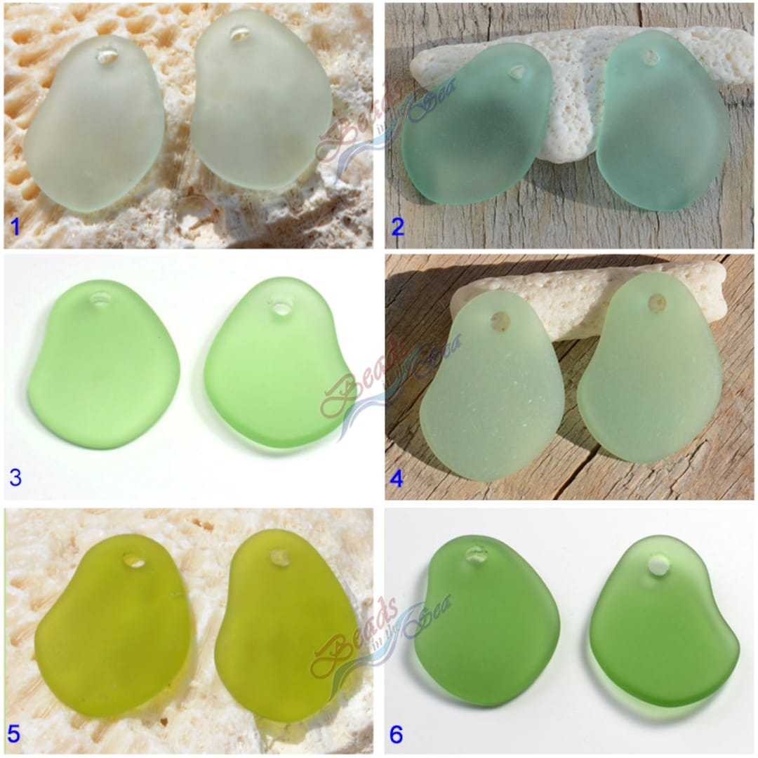 Verre de mer forme libre vert 2 pièces 26X18mm verre de mer de culture ...