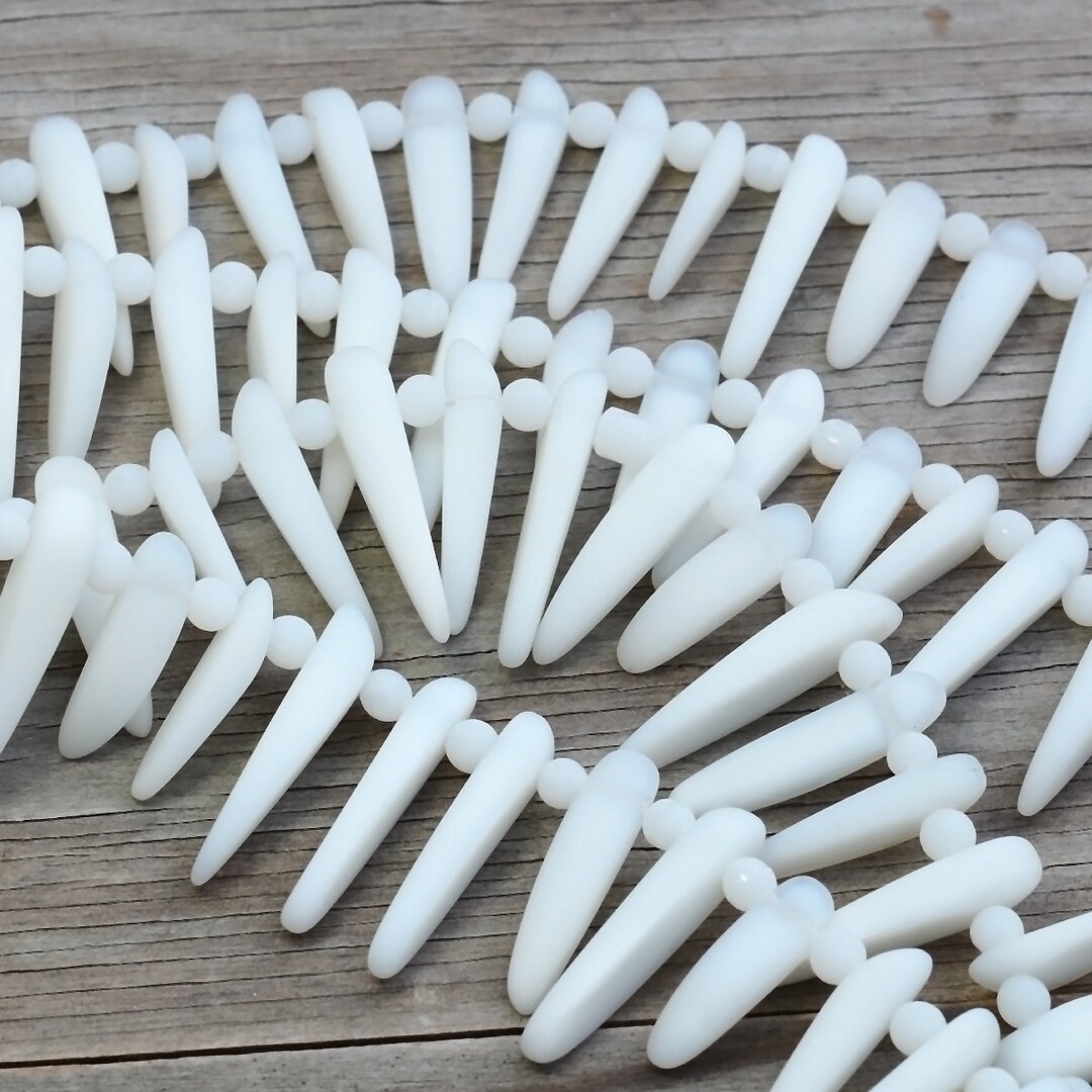 Tusk 20pcs (20-25x6mm) Black White Cultured Drilled Sea Glass~jewelry ...
