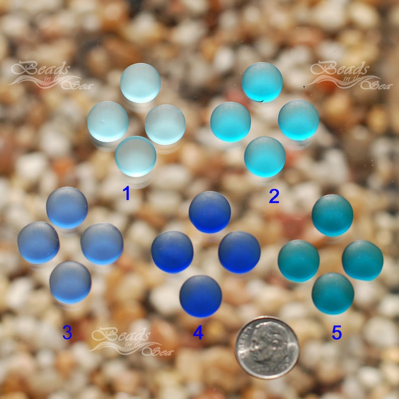 Sea Glass Mosaic Tile Cabachon SM Blue Coin 15pcs 12mm | Etsy