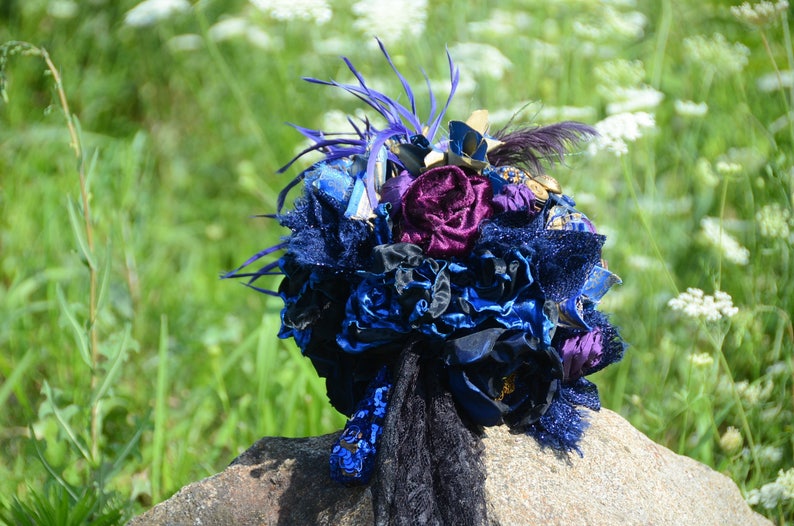 GOTHIC HANDMADE BOUQUET Celestial Wedding Bouquet Blue | Etsy