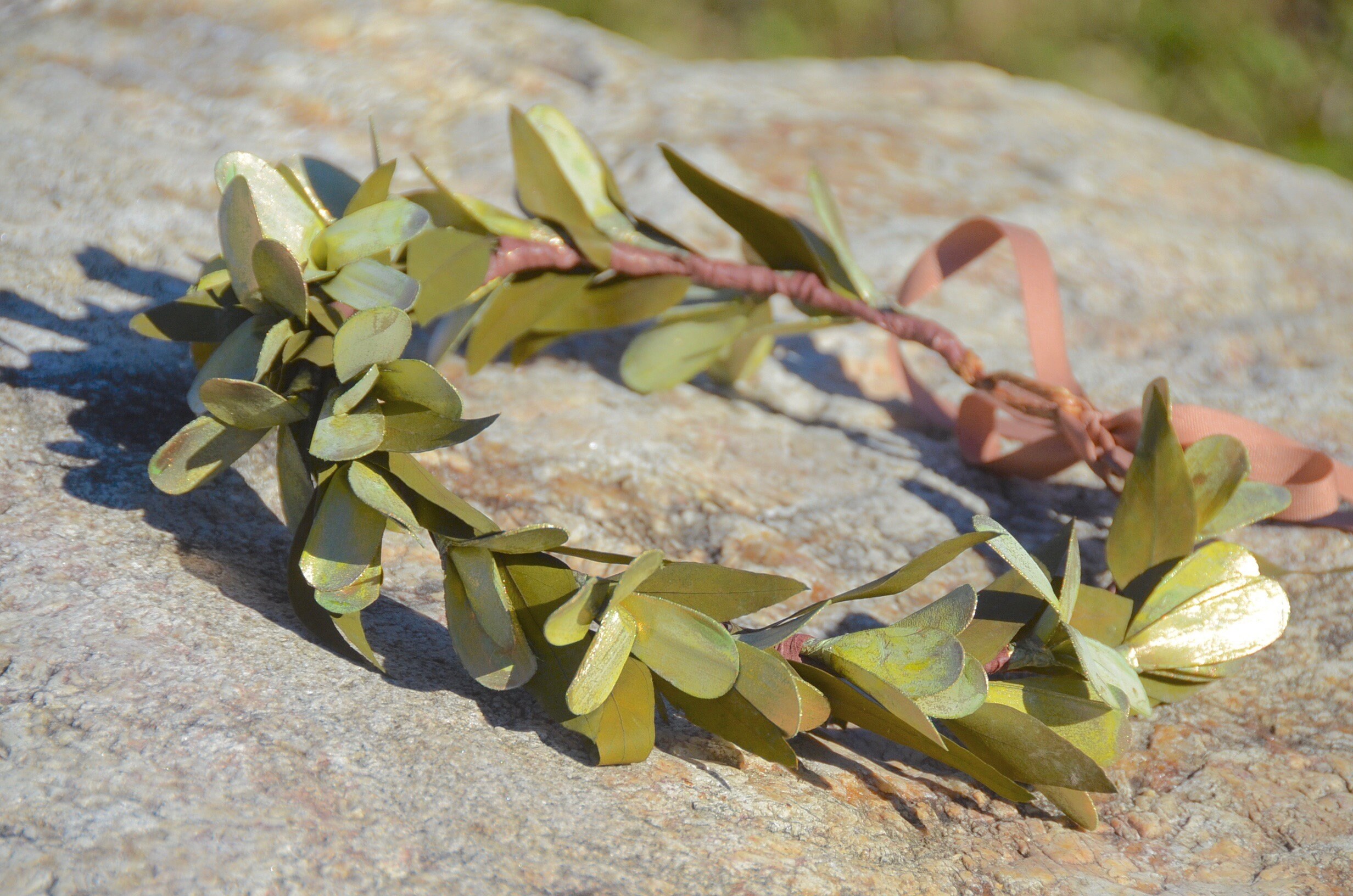 Green and Gold Natural HAIR CROWN Wooden Leaf Hair Crown | Etsy