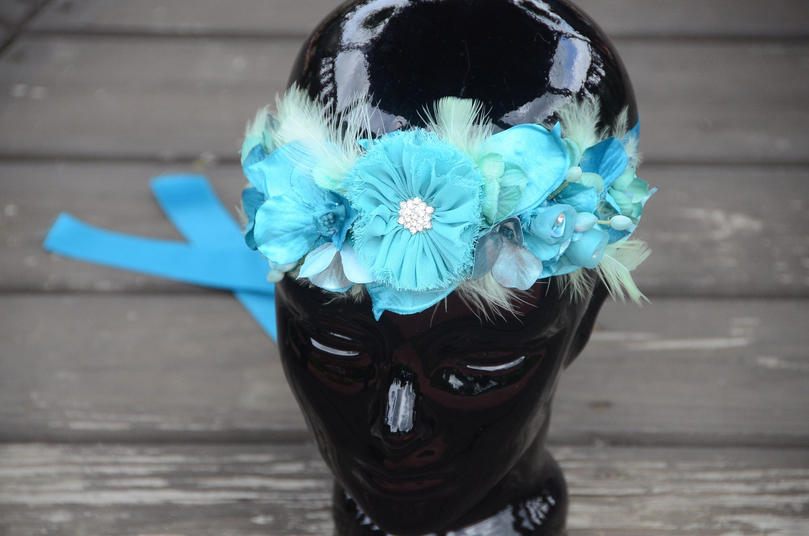 TEAL FLOWER CROWN Silk Flower Crown Turquoise Teal Peacock | Etsy