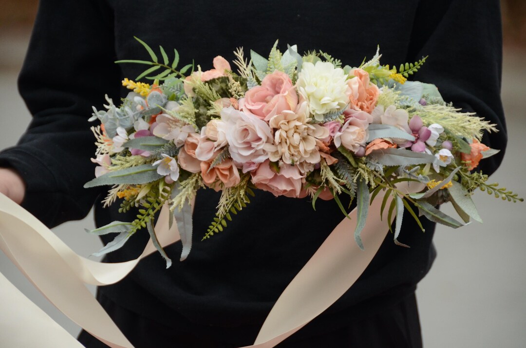 Pastel Floral Sash, Ivory Satin Ribbon, Faux Flower Bridal or Maternity ...