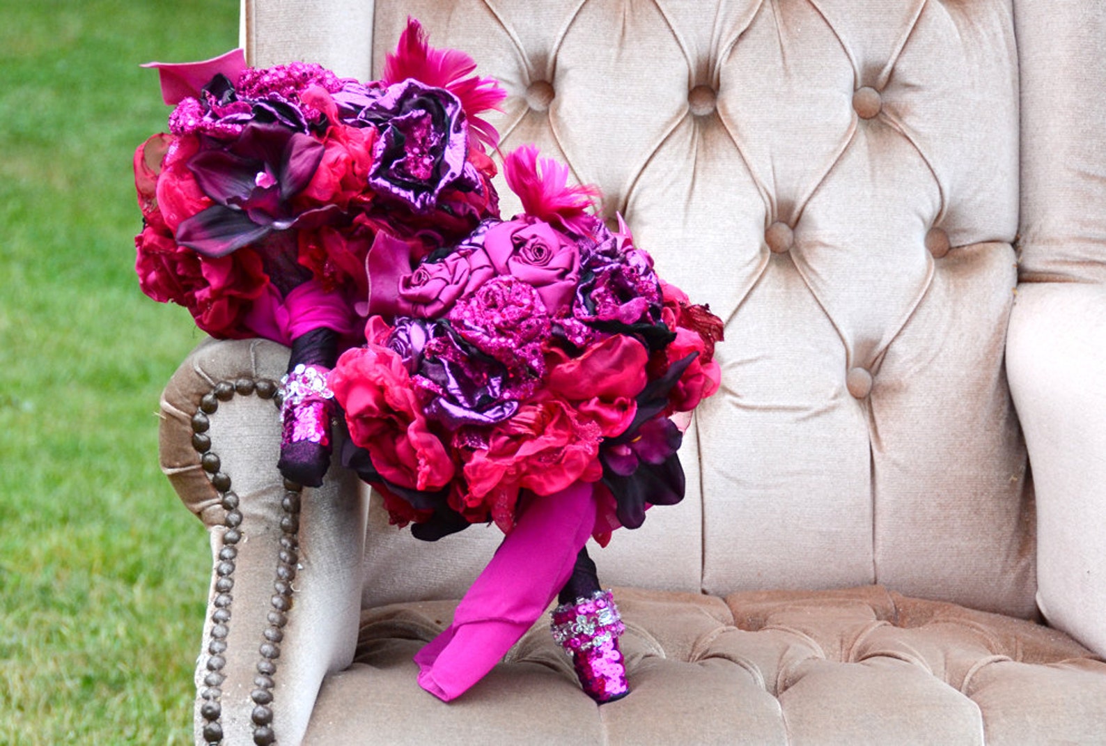 Made to Order-example Only | Hot Pink Brooch Bouquets Package |fabric ...